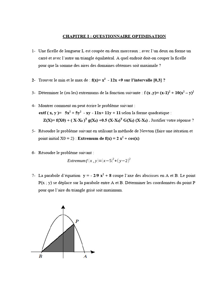 Problèmes d'optimisation en maths 1ère S | PDF | Analyse numérique ...