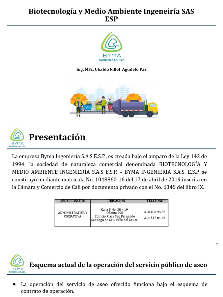 Presentación Byma Ingeniería SAS ESP | PDF | Economias