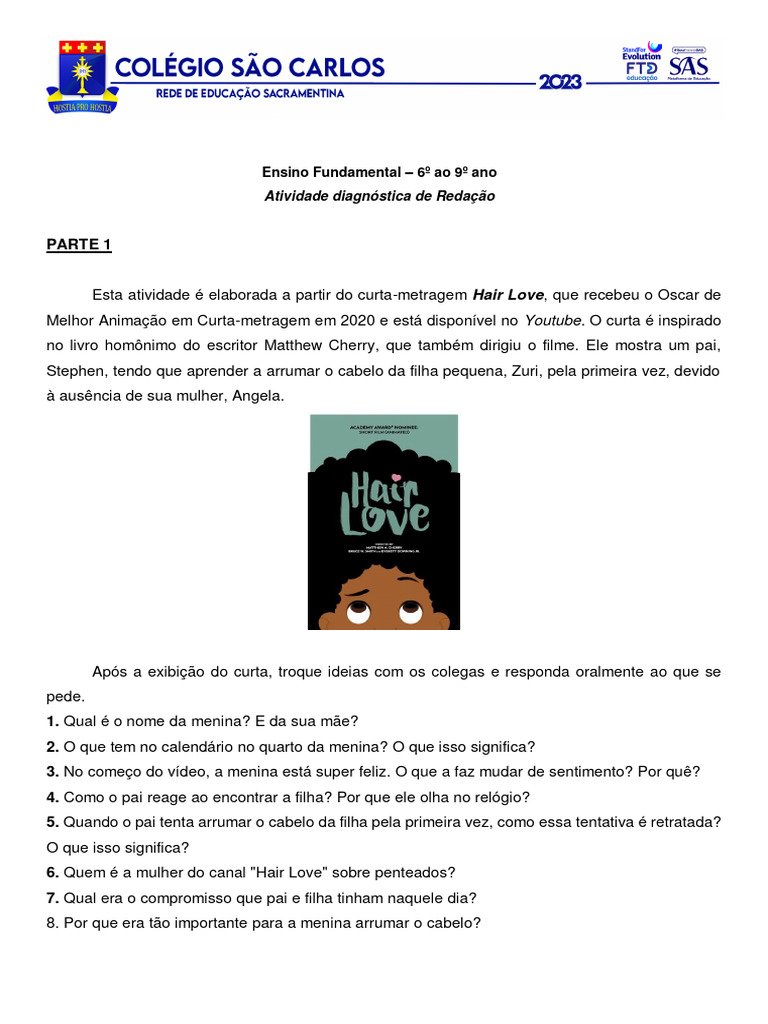 Atividade Hair Love | PDF | Narrativa