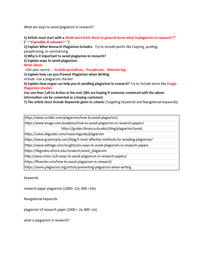What Are Ways To Avoid Plagiarism in Research - 1 - 26 | PDF | Citation ...