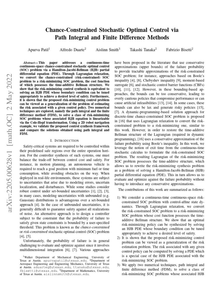 Optimal Control Via Path Integral | PDF | Partial Differential Equation ... Optimal Control Via Path Integral | PDF | Partial Differential Equation ...