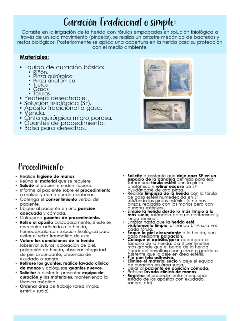 Curación de Heridas: Procedimiento y Materiales | PDF | Herida | Piel