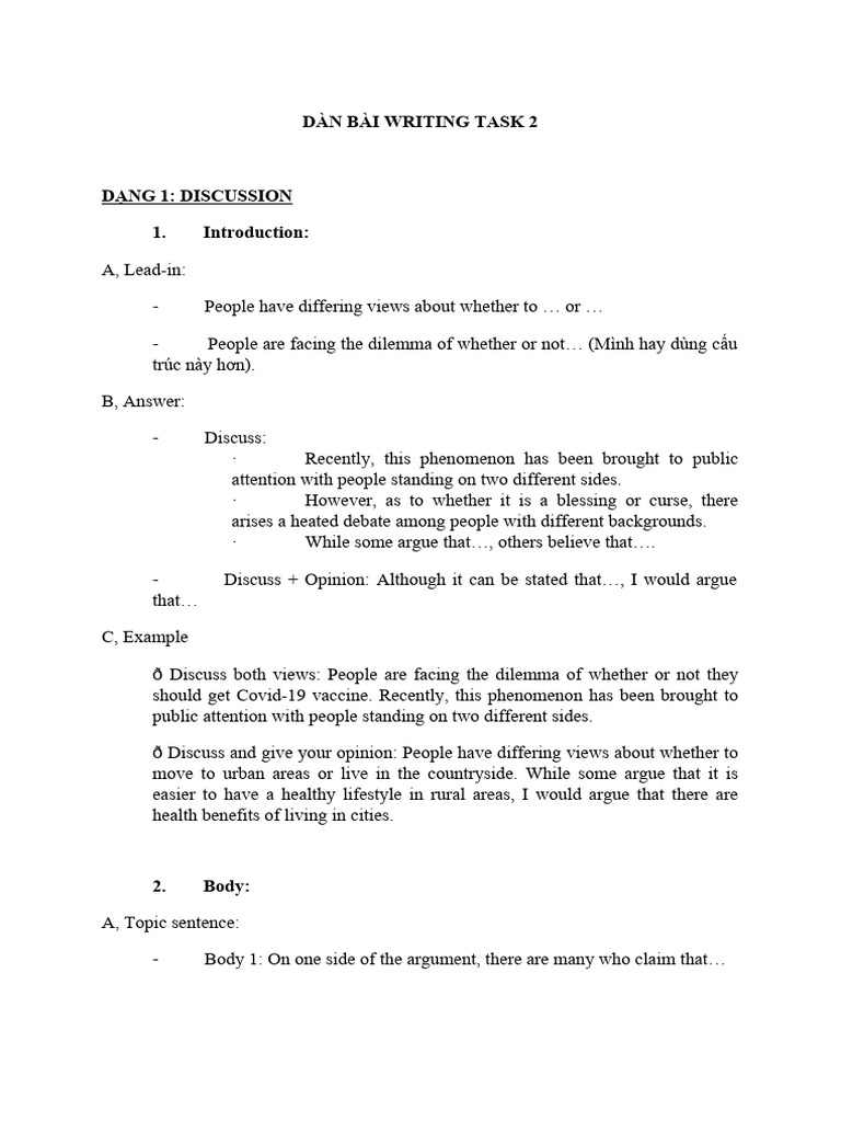 Dàn Bài Writing Task 2 | PDF | Reason | Reasoning