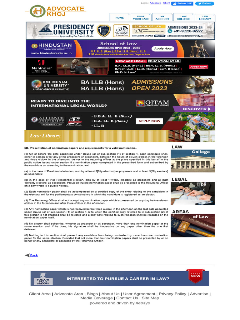 Presentation of Nomination Papers and Requirement | PDF | Governance ...