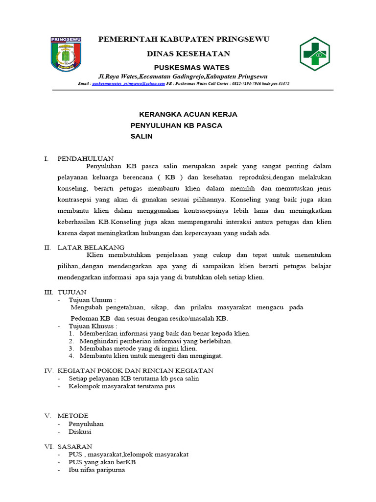 Kak Penyuluhan KB Pasca Salin | PDF | Pengembangan Diri