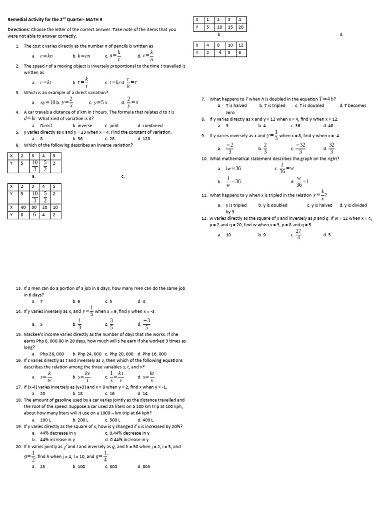 Module 3 - Variations | PDF | Speed | Mathematics