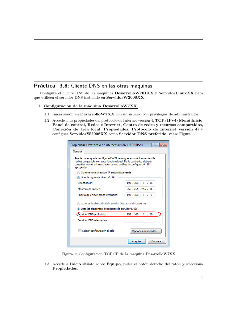 Práctica 3.8 - Cliente DNS en Las Otras Máquinas Mod | PDF | sistema de nombres de dominio ...