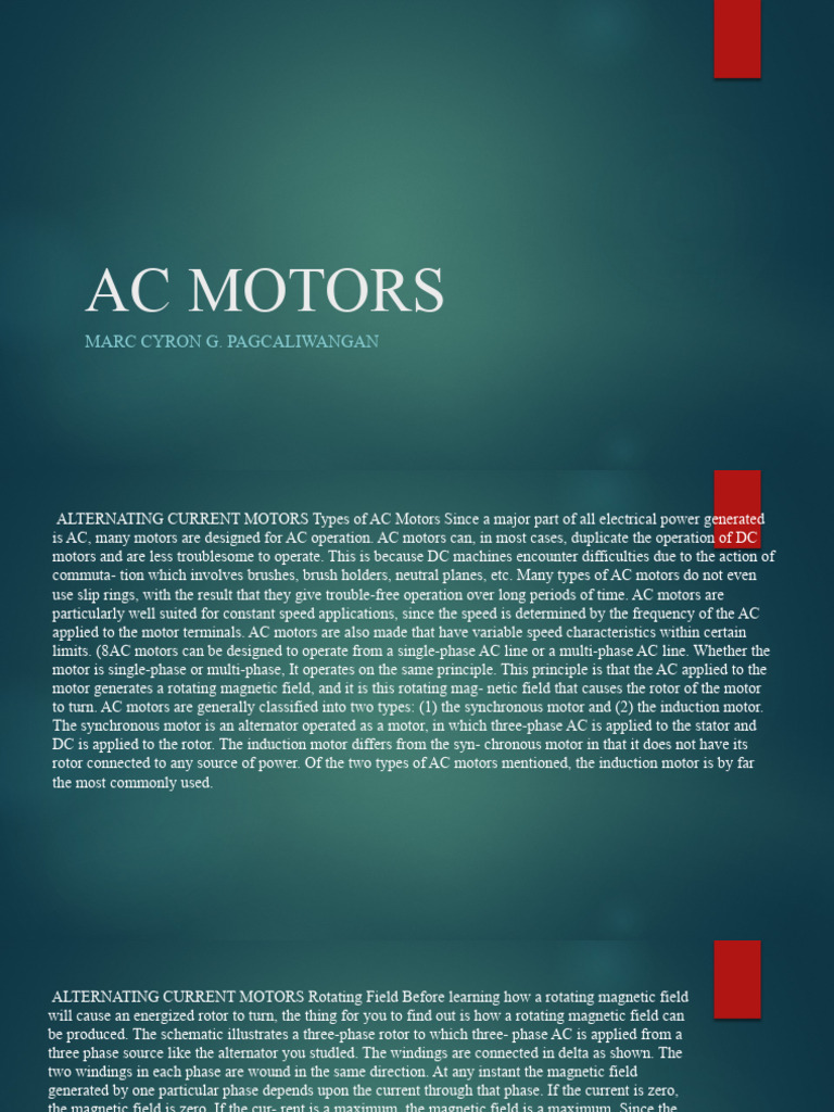 Ac Motors | PDF | Electric Motor | Electromagnetic Induction