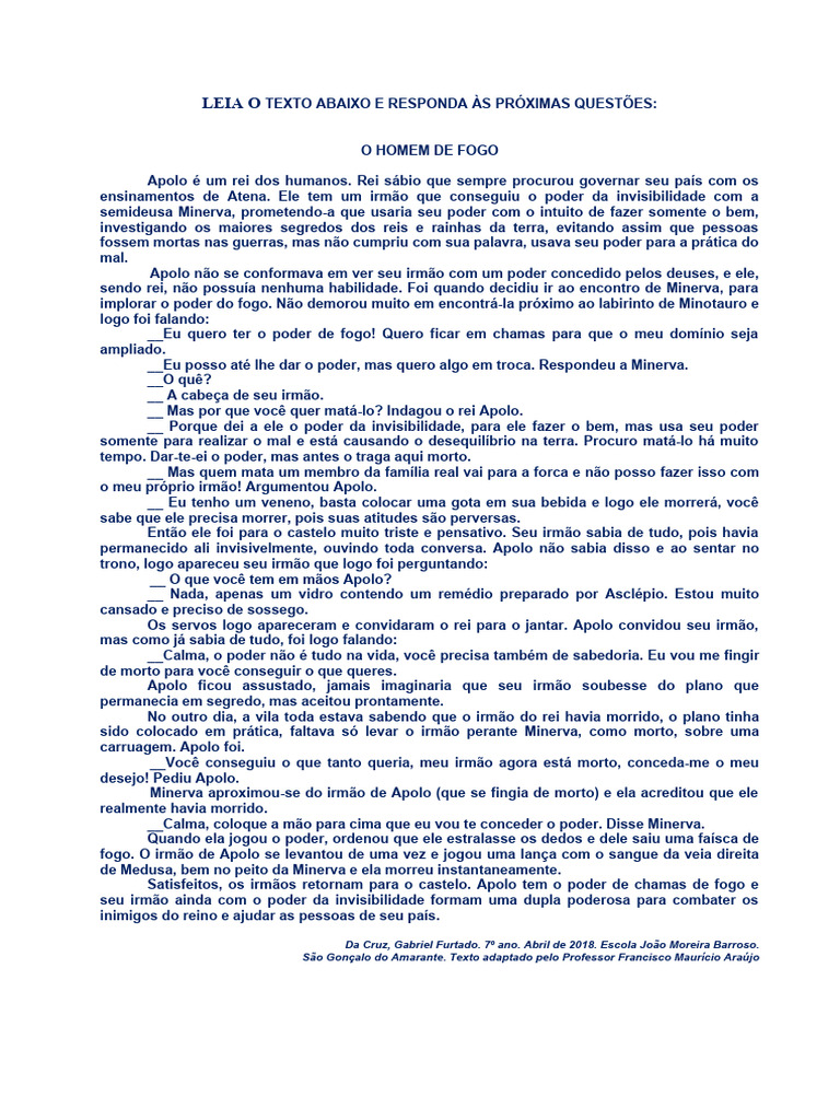 Texto - o Homem de Fogo | PDF | Apolo | Incêndios