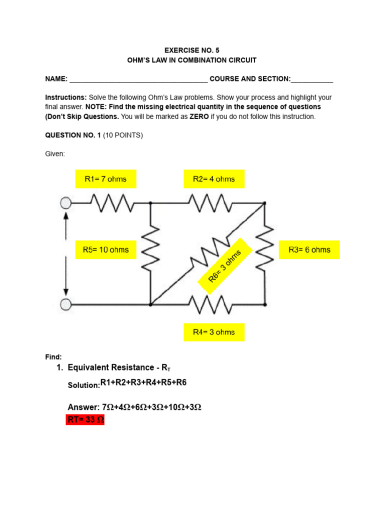 Fabroa Jan Edrian Mark - EXERCISE NO. 5 - Ohm's Law in Combination ...