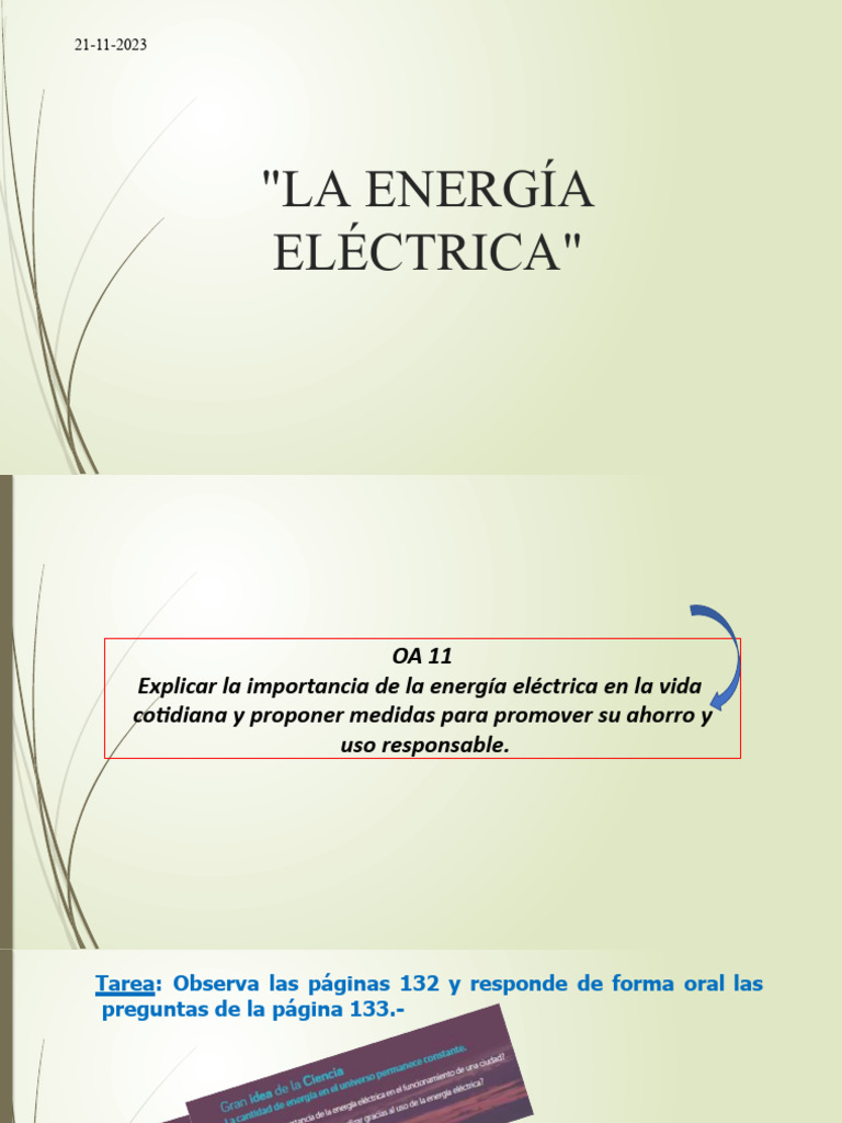 Ciencias 5° Básico La Energía Eléctrica 16 de Agosto Al 10 de ...