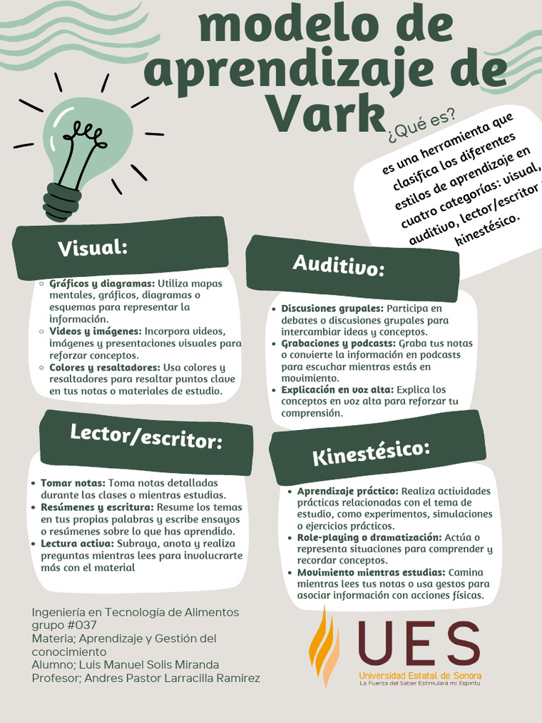 Modelo de Aprendizaje de Vark | PDF | Neurociencia | Modificación de ...