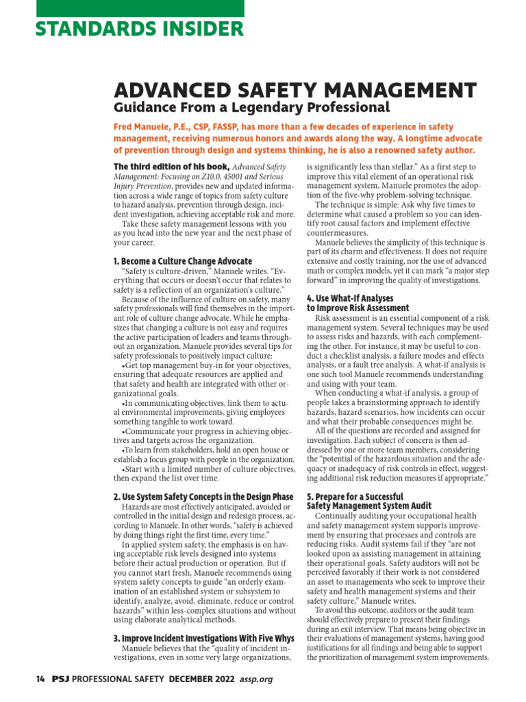 Advanced Safety Management | PDF | Risk | Risk Assessment