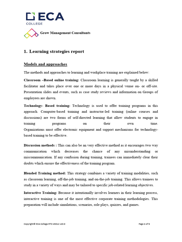 2learning Strategies Report Template | PDF | Educational Technology ...