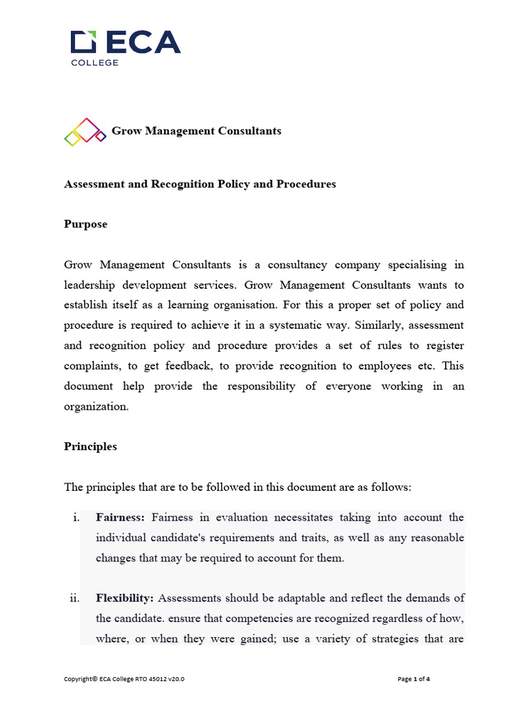 6assessment and Recognition Policy and Procedures Template | PDF ...