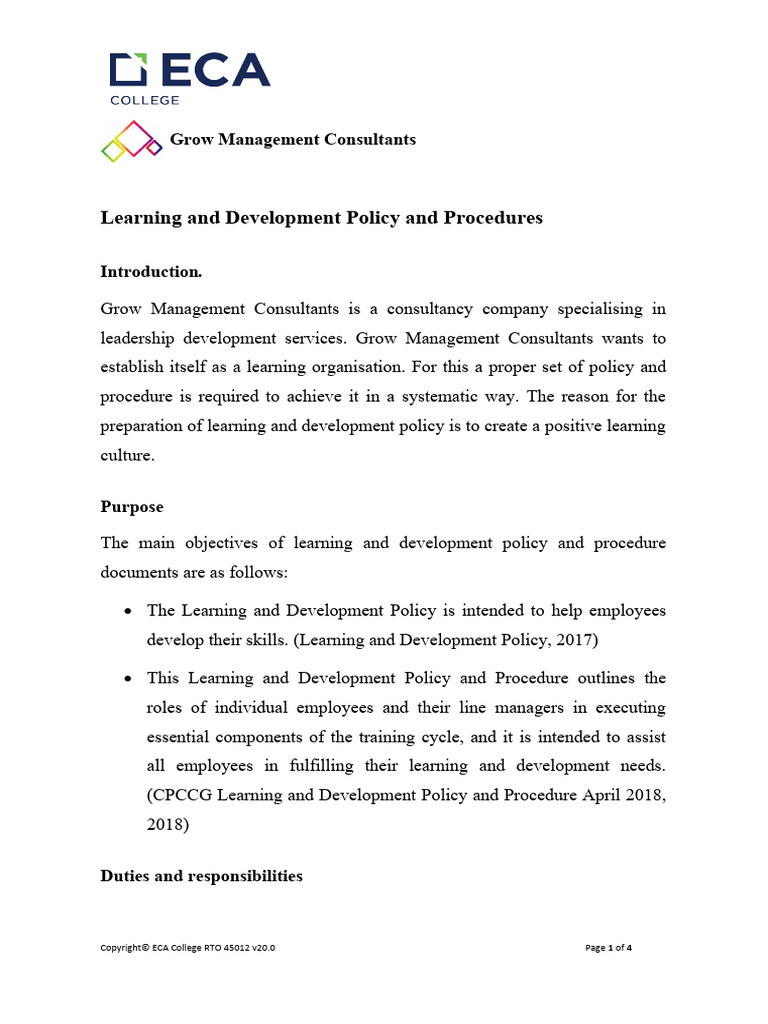 5learning and Development Policy and Procedures Template | PDF | Business