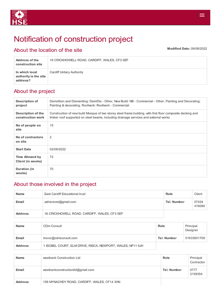 Cardiff Mosque Construction Project | PDF | Real Estate