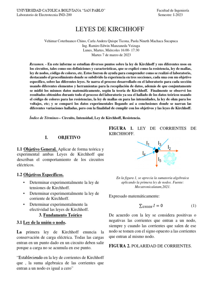 Leyes de Kirchhoff en Circuitos Eléctricos | PDF | Resistencia ...
