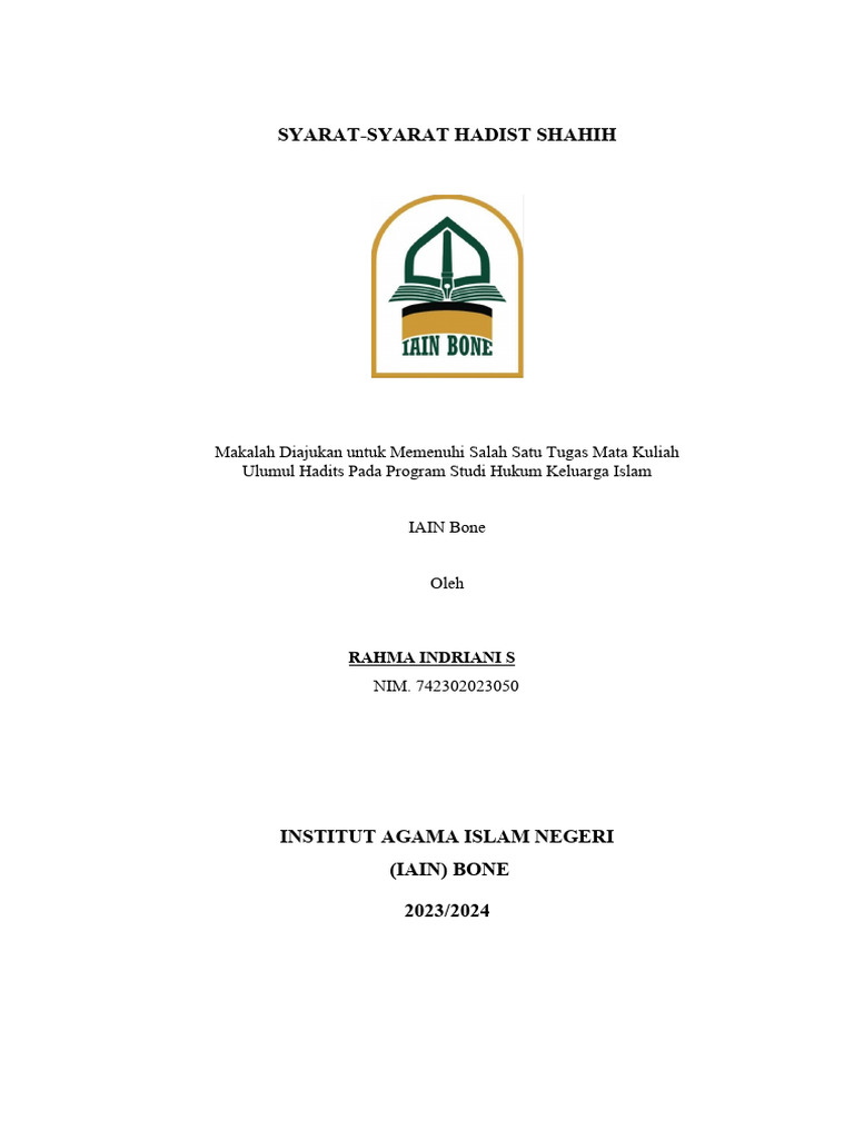 Syarat Hadits Shahih dalam Islam | PDF