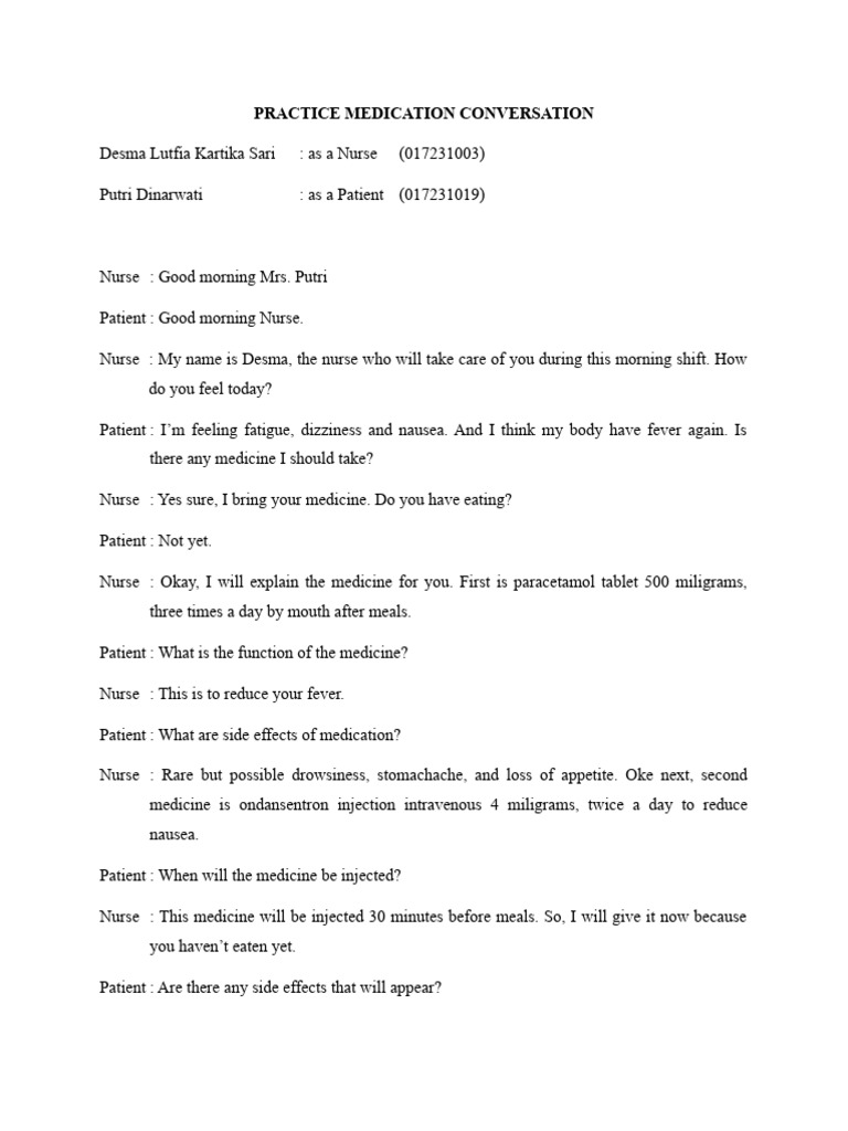 Medication Conversation | PDF