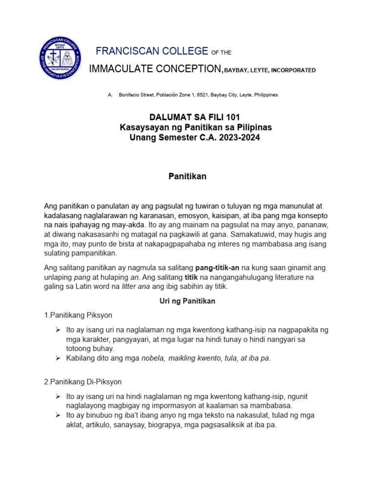 Dalumat Sa Fili101 | PDF