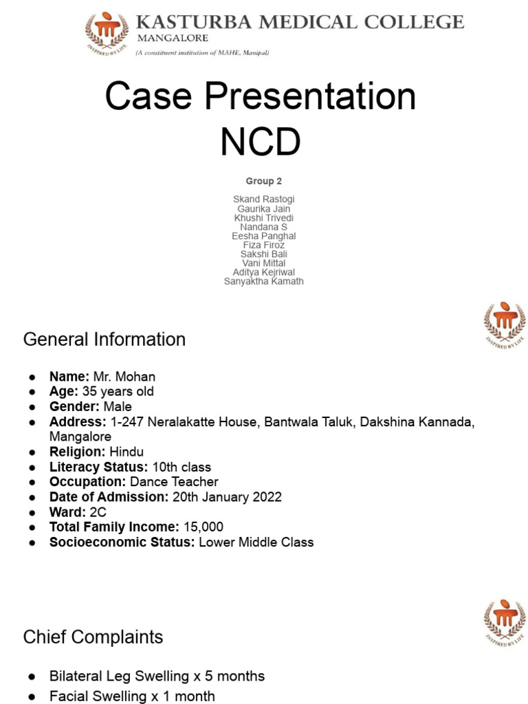 Case Presentation NCD: Group 2 | PDF | Chronic Kidney Disease | Diabetes