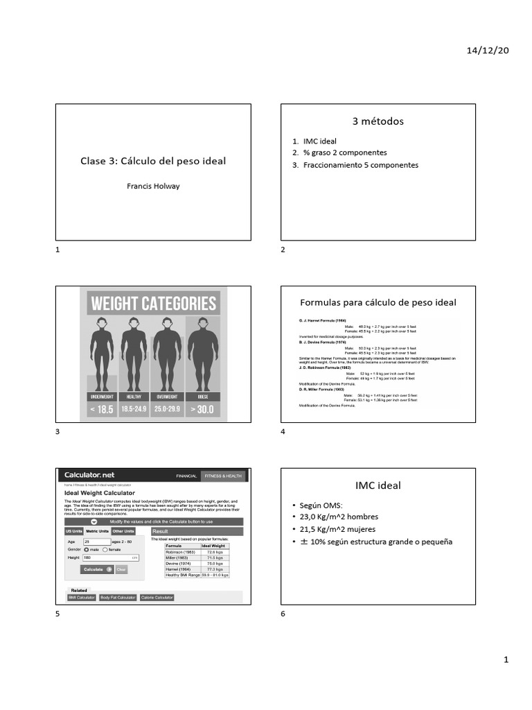 Métodos para Calcular Peso Ideal | PDF | Promoción de la salud | Peso