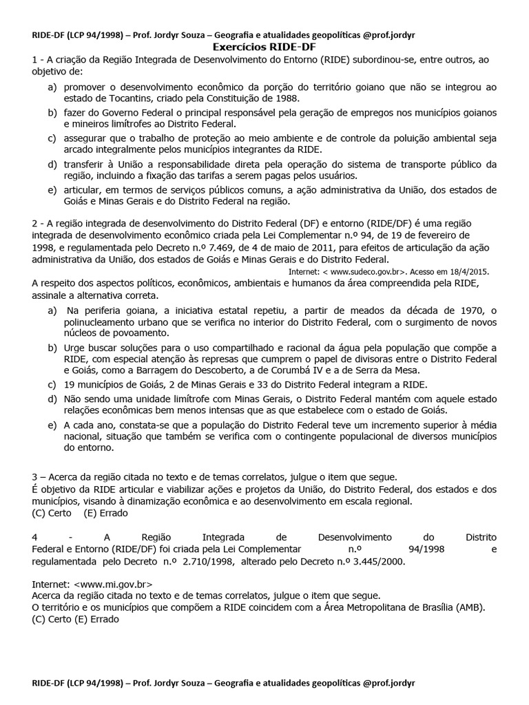 Exercícios RIDE AULA 2 | PDF