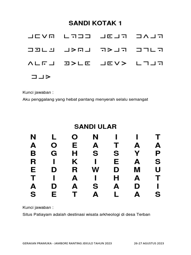 Contoh Soal Sandi Ular Pramuka | PDF
