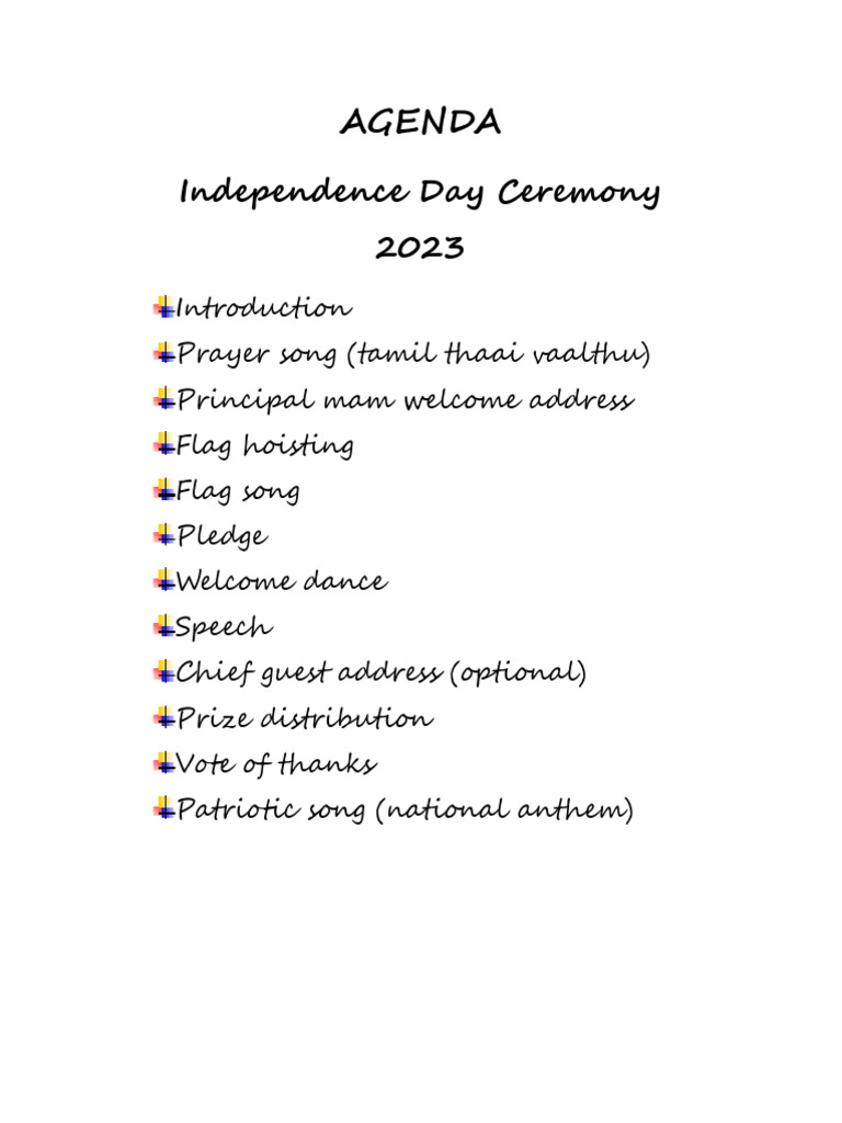 Agenda Independence Day | PDF