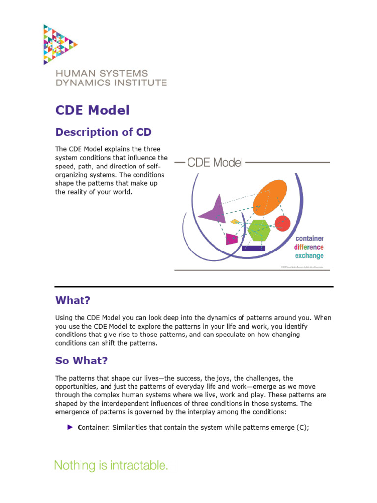 CDE Model: Description of CD | PDF | System | Emergence