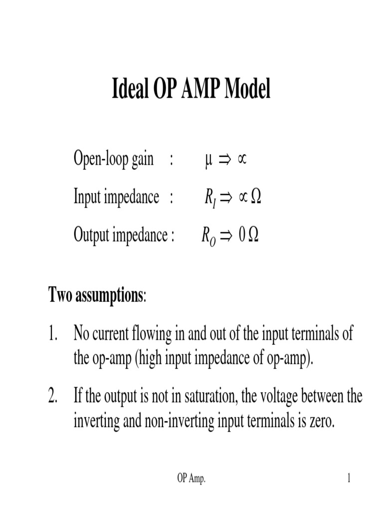 Ideal Op Amp Model | PDF | Operational Amplifier | Amplifier