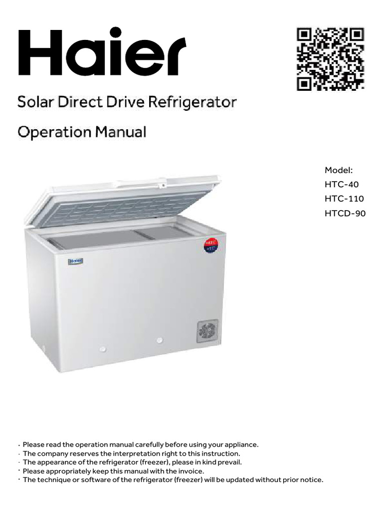HTC-40/110 Refrigerator Manual | PDF | Refrigerator | Waste