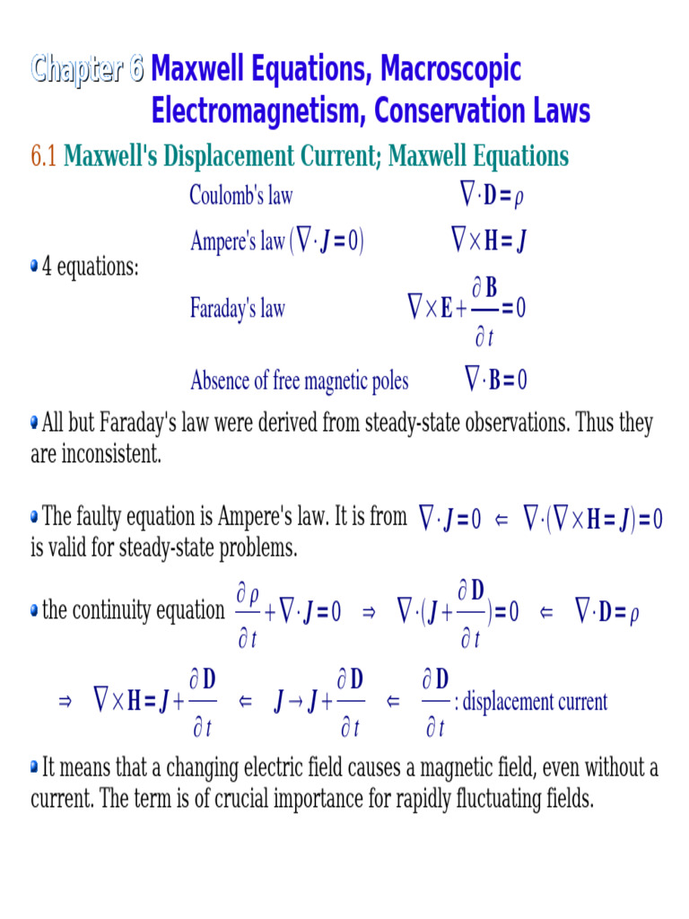 Maxwell Equations, Macroscopic Electromagnetism, Conservation Laws ...