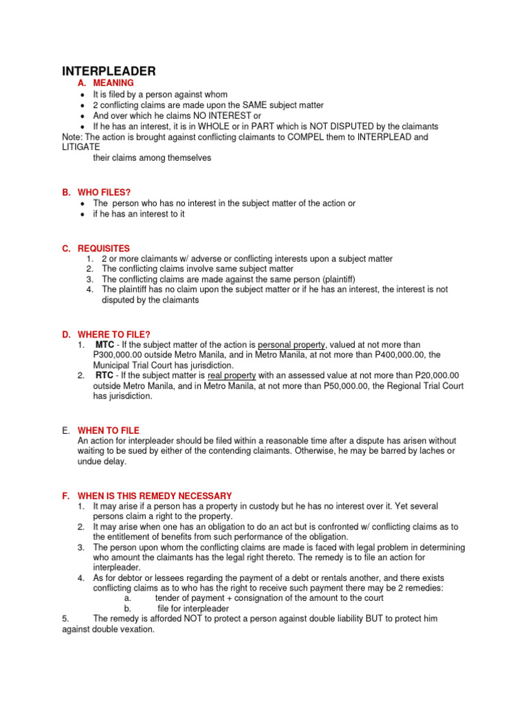 Interpleader | PDF | Complaint | Lawsuit