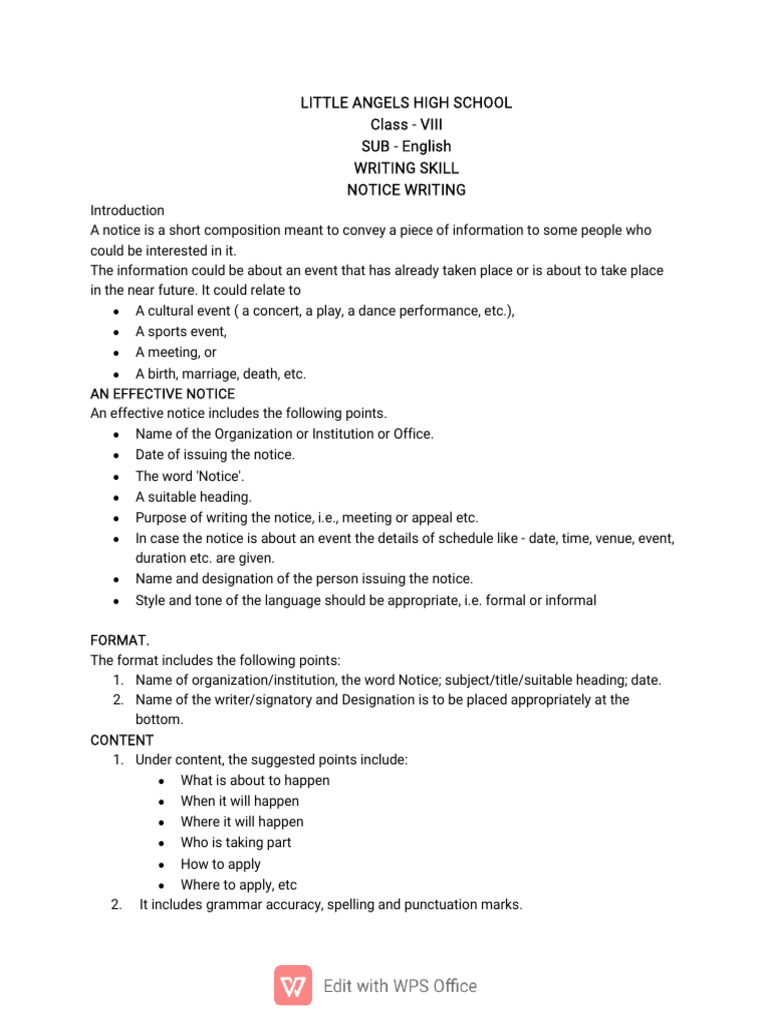 Notice Worksheet | PDF