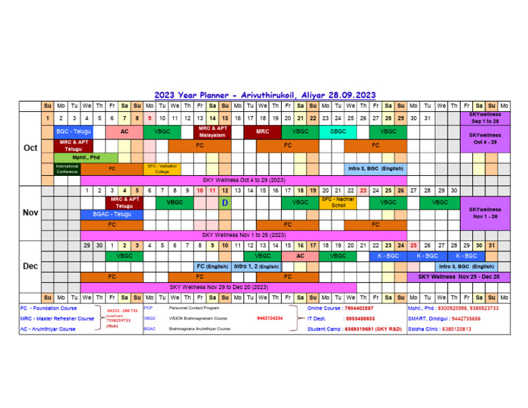 2023 Course Schedule and Contacts | PDF | Academic Degree | Qualifications