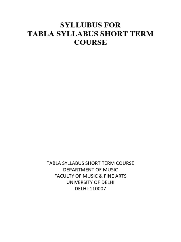 Tabla Syllabus Short Term Course 18 | PDF