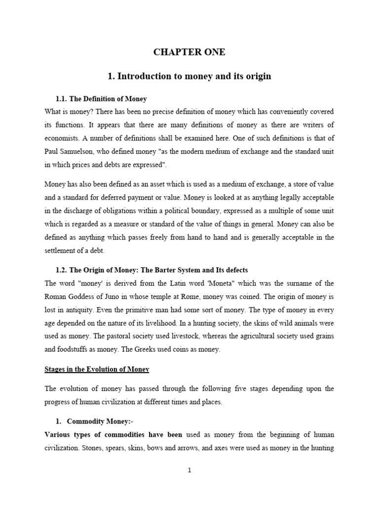 CH 1 Money and Banking Principle | PDF | Money | Demand For Money