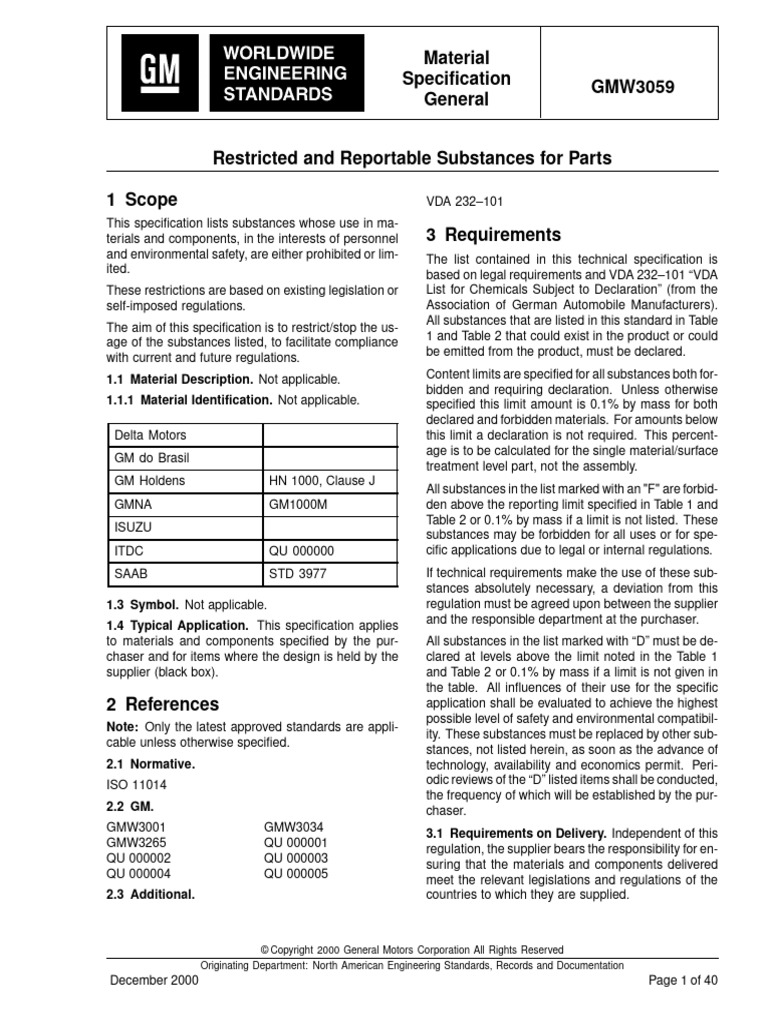 GM 3059 | PDF | Chlorofluorocarbon | Chromium
