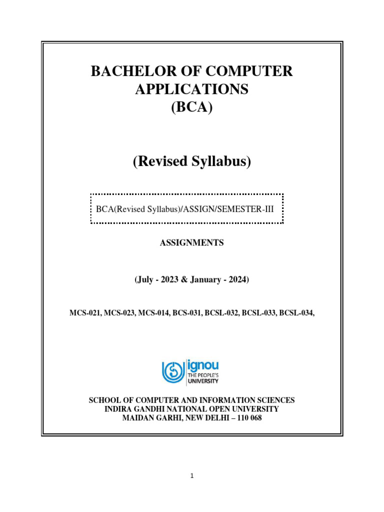 Bachelor of Computer Applications (BCA) : BCA (Revised Syllabus ...