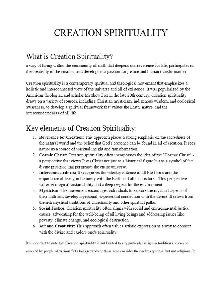 Creation Spirituality | PDF | Spirituality | Mysticism