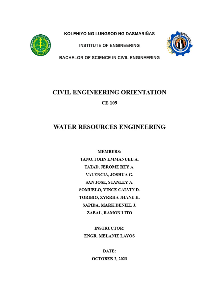 Overview of Water Resources Engineering | PDF | Hydraulic Engineering ...