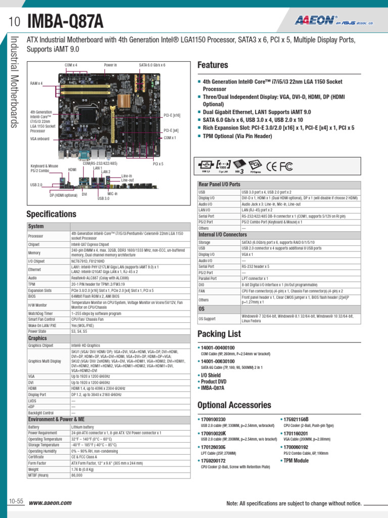 Imba Q87a | PDF | Hdmi | Computer Engineering