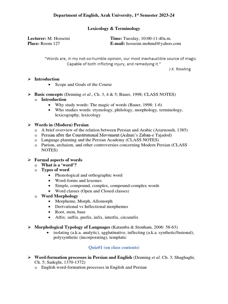 Lexicology 2023 | PDF | Word | Morphology (Linguistics)