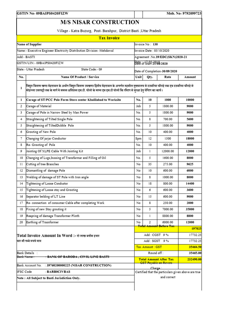 Work Bill | PDF | Taxation | Payments