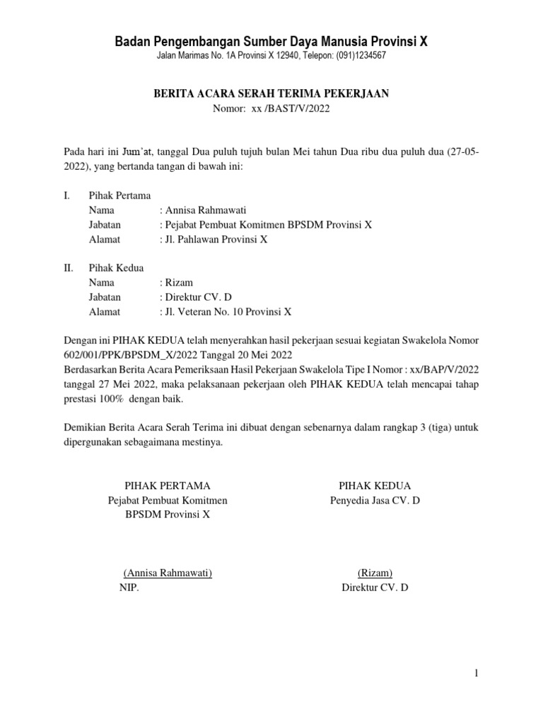 Lampiran 11 - Form Berita Acara Serah Terima | PDF