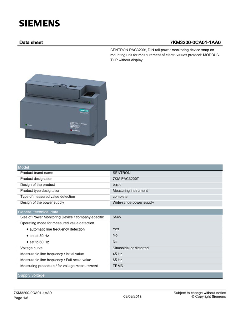 7KM32000CA011AA0 Datasheet en | PDF | Alternating Current | Power Supply