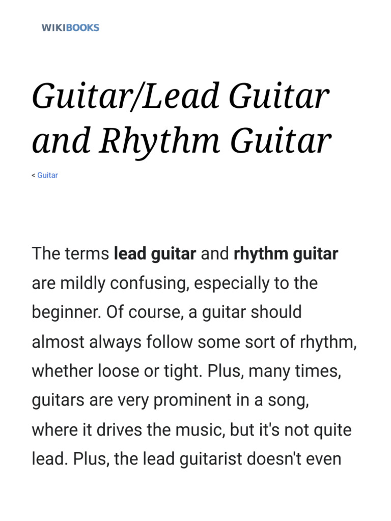 Guitar - Lead Guitar and Rhythm Guitar - Wikibooks, Open Books For An Open World | PDF | Rhythm ...