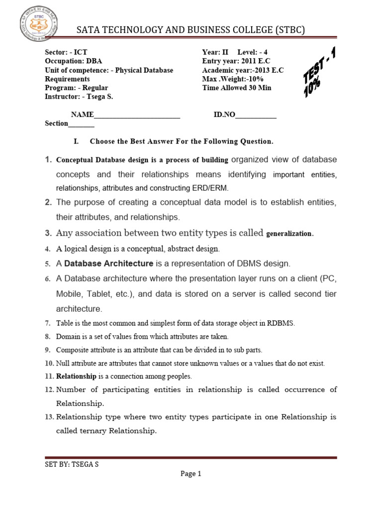 Final Exam | PDF | Databases | Data Model